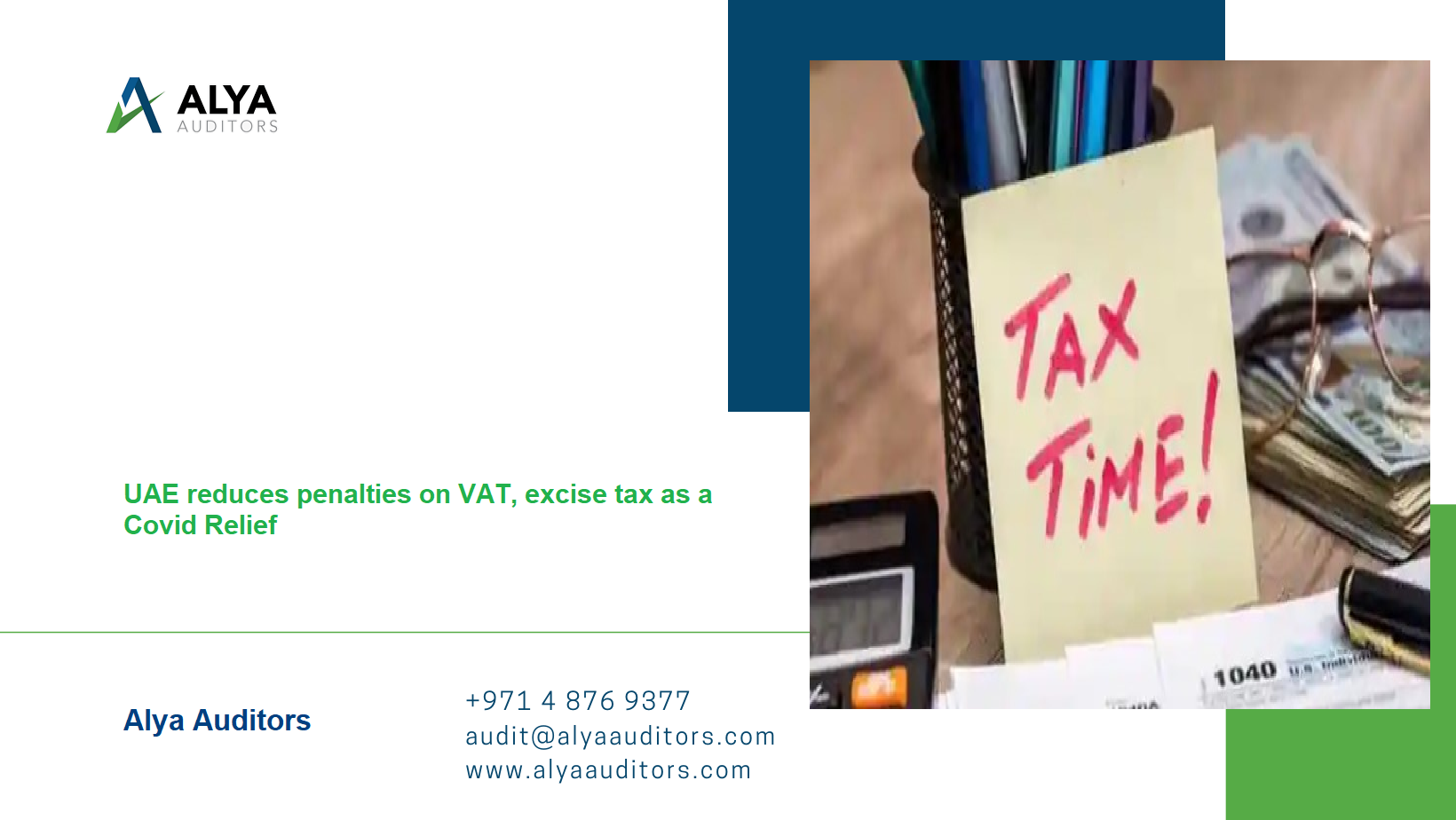 UAE reduces penalties on VAT, excise tax as a Covid Relief - Alya Auditors